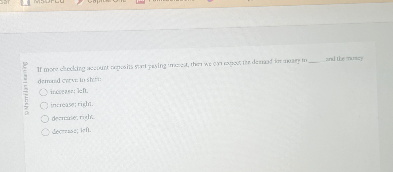 Solved If more checking account deposits start paying | Chegg.com