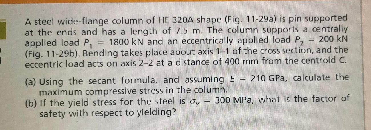 Solved A steel wide-flange column of HE 320A shape (Fig. | Chegg.com