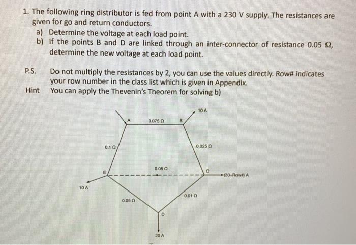 Solved 1. The following ring distributor is fed from point A | Chegg.com
