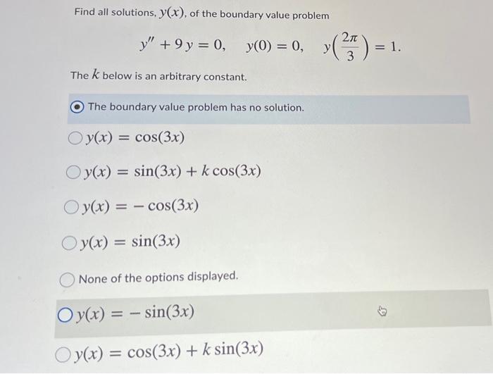 Solved Find all solutions, y(x), of the boundary value | Chegg.com