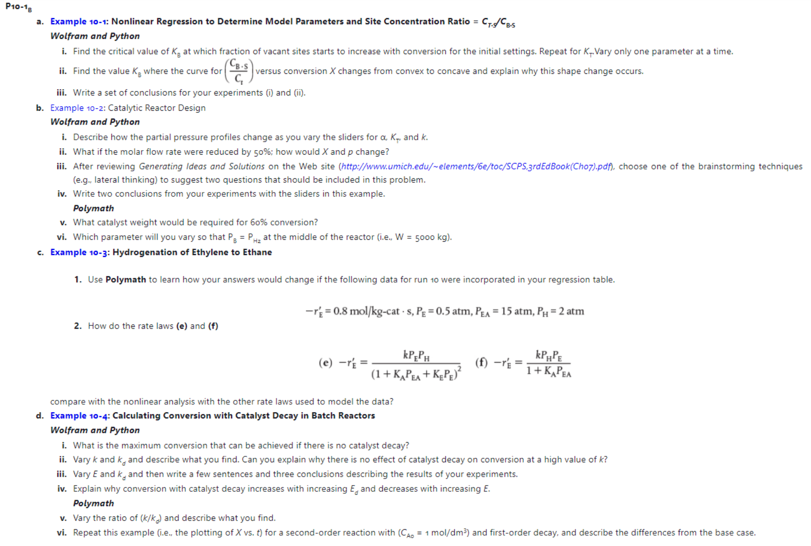 Solved P10-1?Ba. ﻿Example 10-1: Nonlinear Regression to | Chegg.com