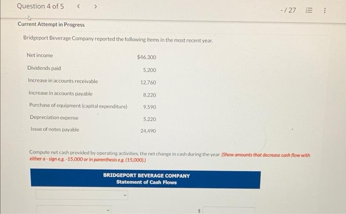 Solved Bridgeport Beverage Company reported the following | Chegg.com
