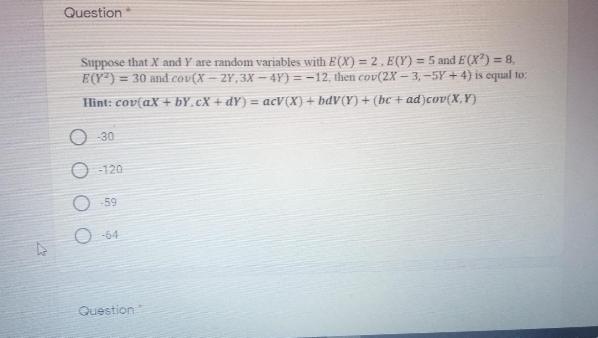 Solved Question * Suppose that X and Y are random variables | Chegg.com