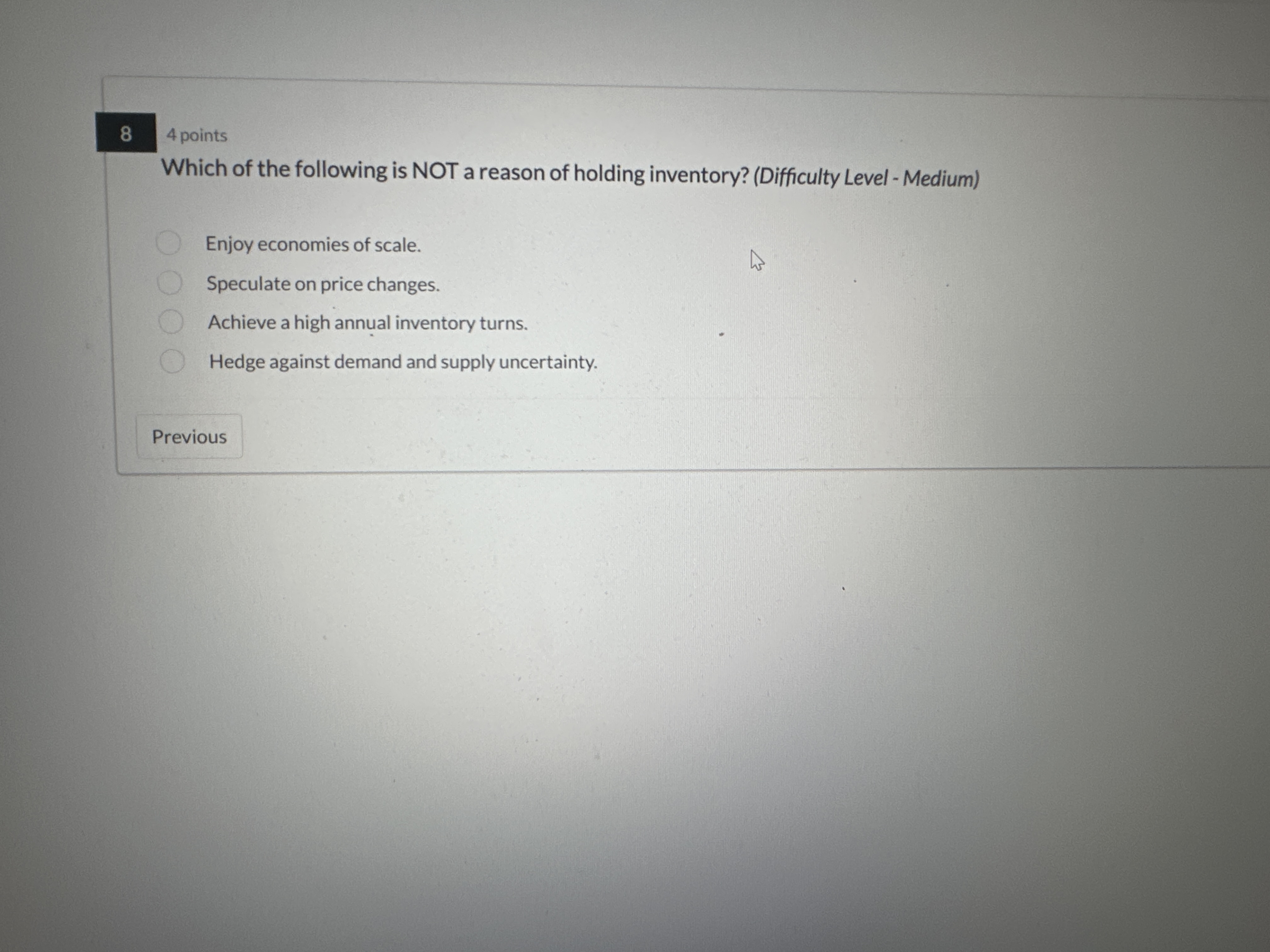 Solved 8,4 ﻿pointsWhich of the following is NOT a reason of | Chegg.com