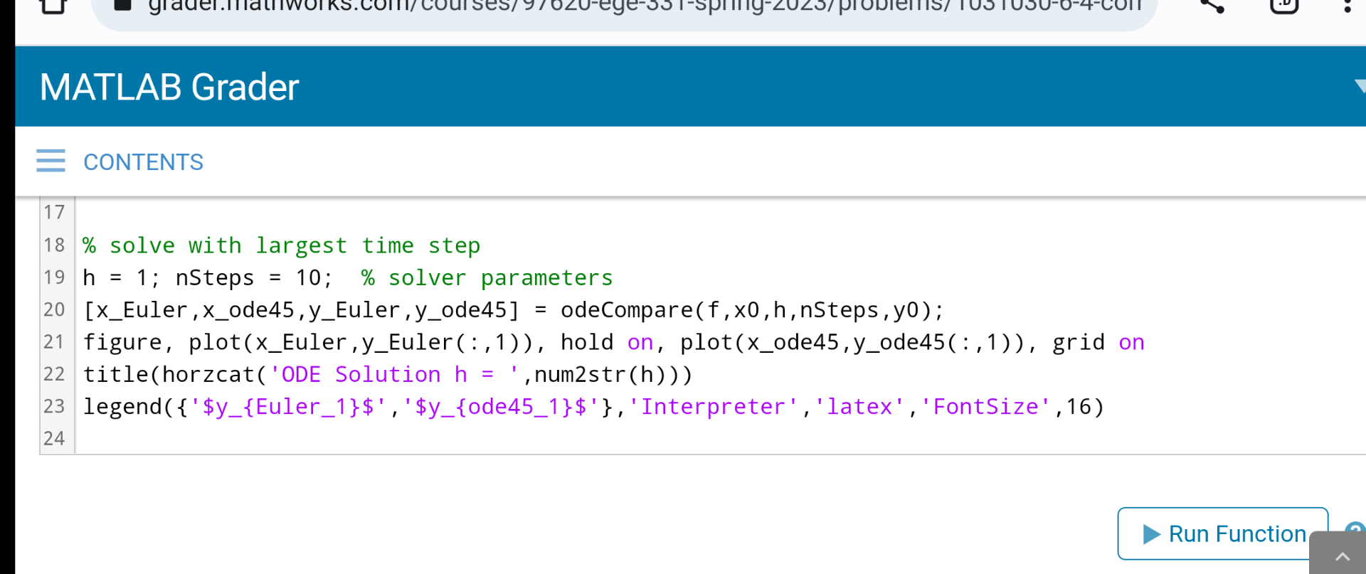 Solved 6.4 Comparing Euler's Method with Runga Kutta Method | Chegg.com
