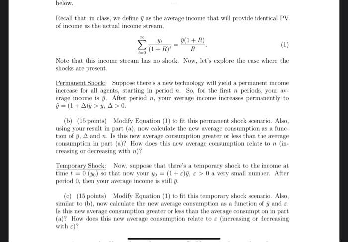 Solved 2. (40 points) We learned about the permanent income | Chegg.com