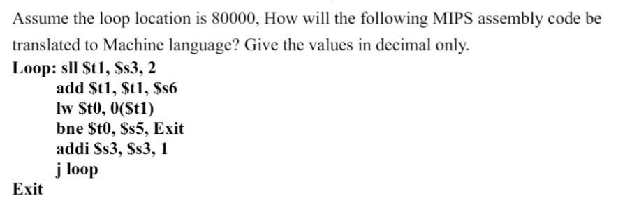 Solved Assume the loop location is 80000, How will the | Chegg.com