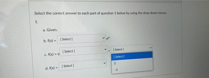 Solved Select the correct answer to each part of question 1 | Chegg.com
