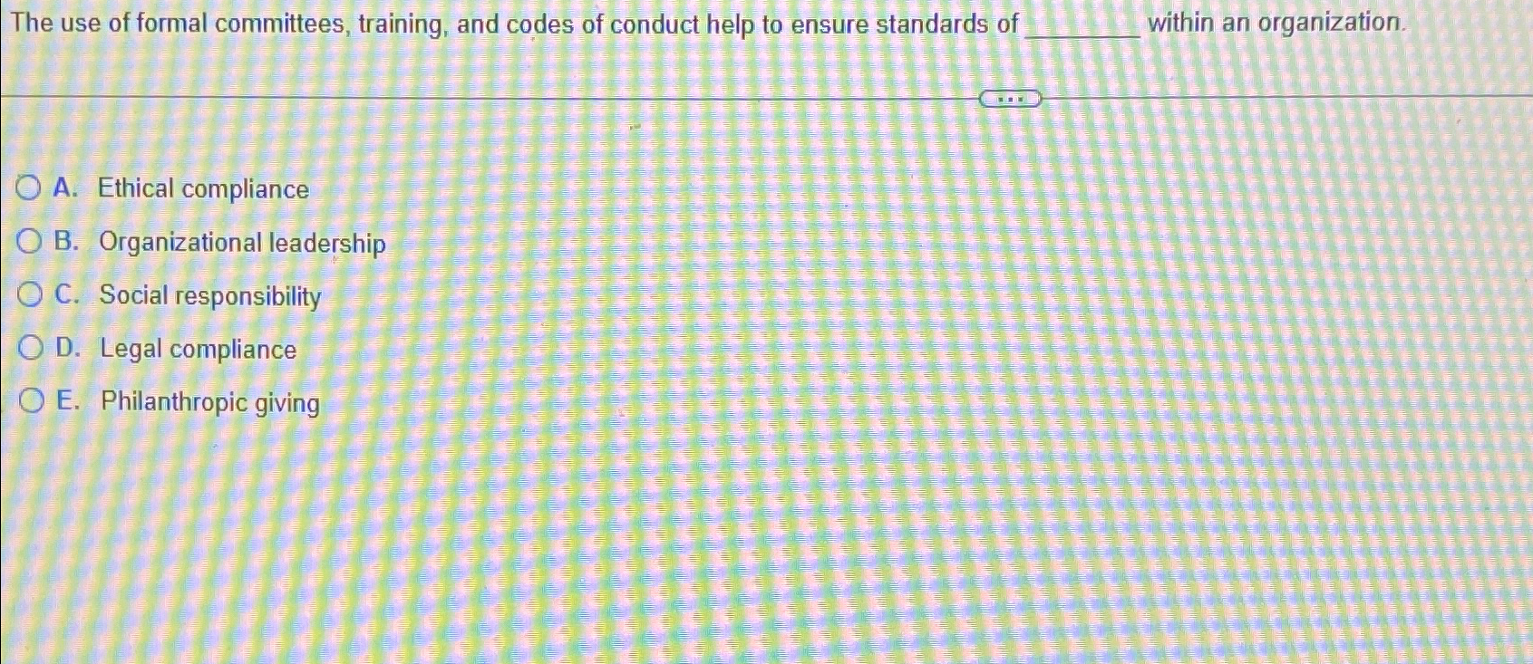 Solved The use of formal committees, training, and codes of | Chegg.com