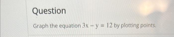 Solved Graph the equation 3x−y=12 by plotting points. | Chegg.com