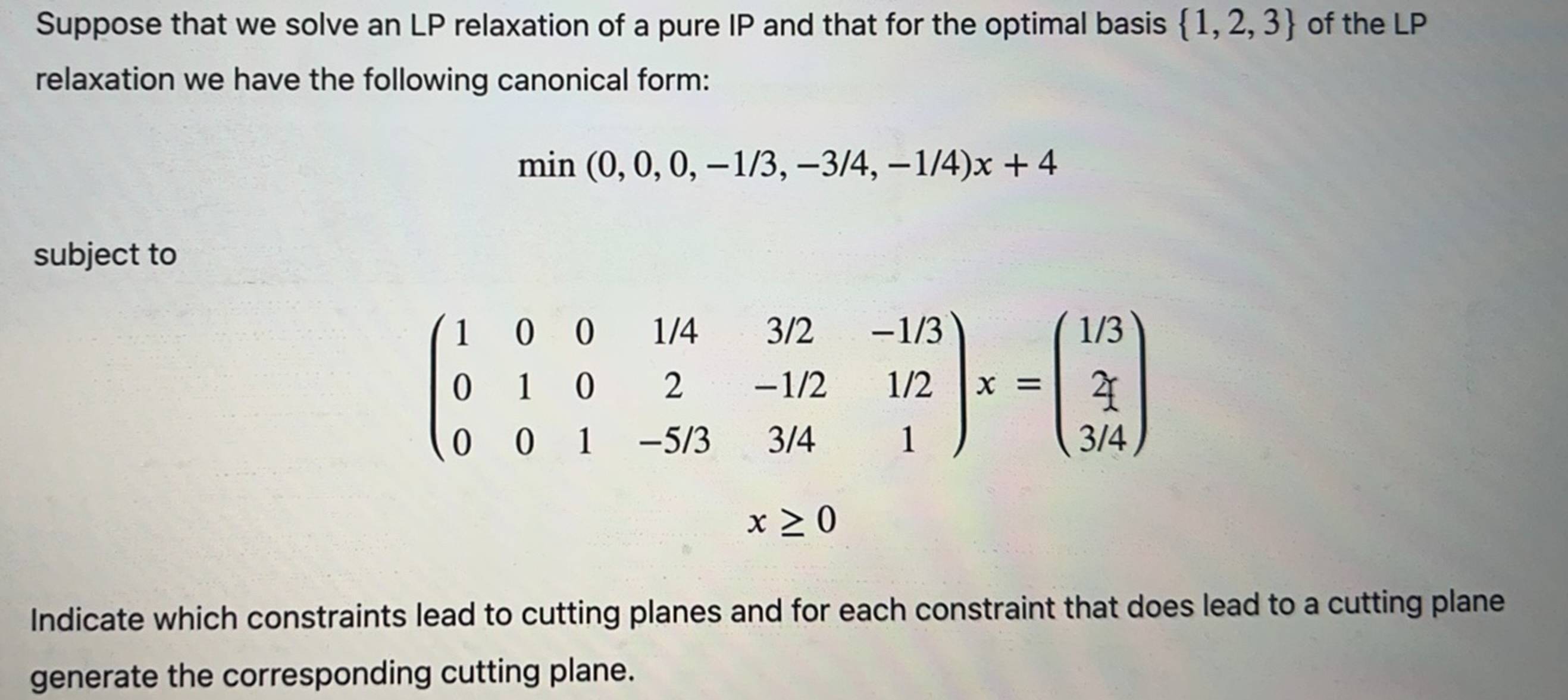Suppose that we solve an LP relaxation of a pure IP | Chegg.com