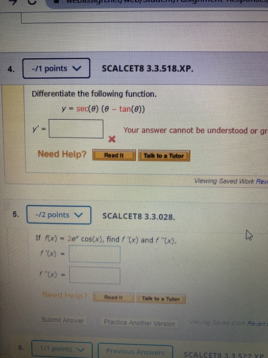Solved VuonWED JUULIJYCIUPUHULE -/1 points SCALCET8 | Chegg.com