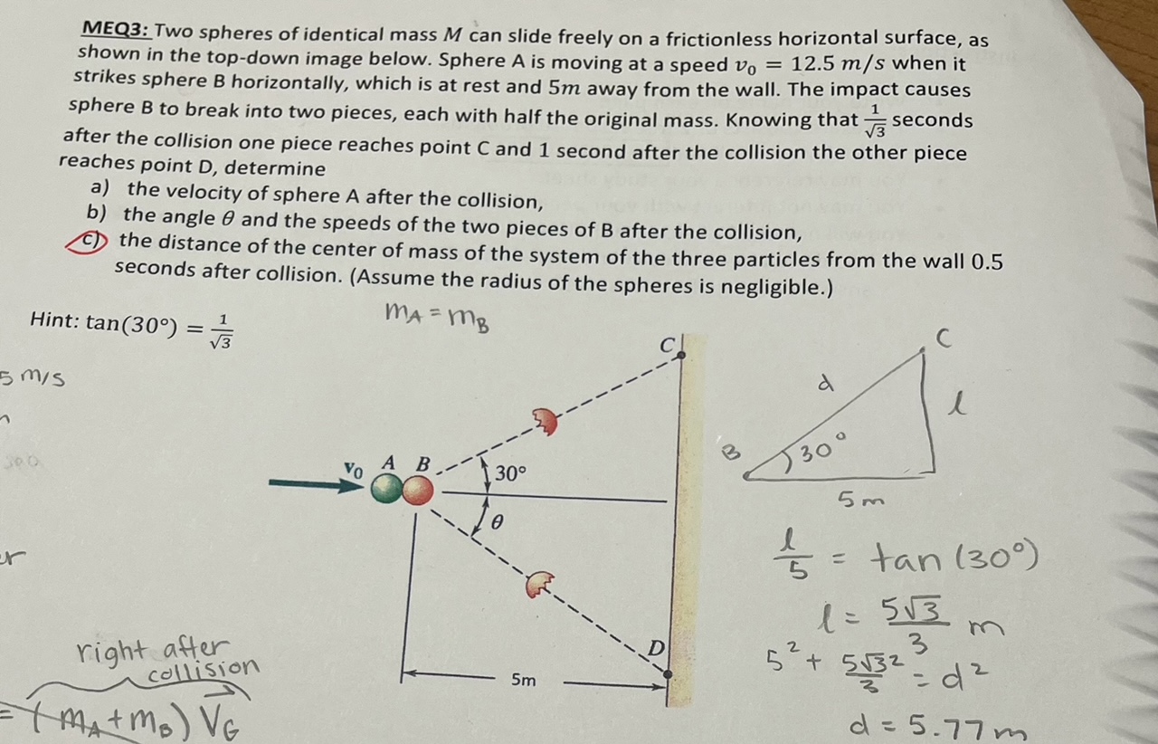 Solved MEQ3: Two spheres of ﻿identical mass M ﻿can slide | Chegg.com