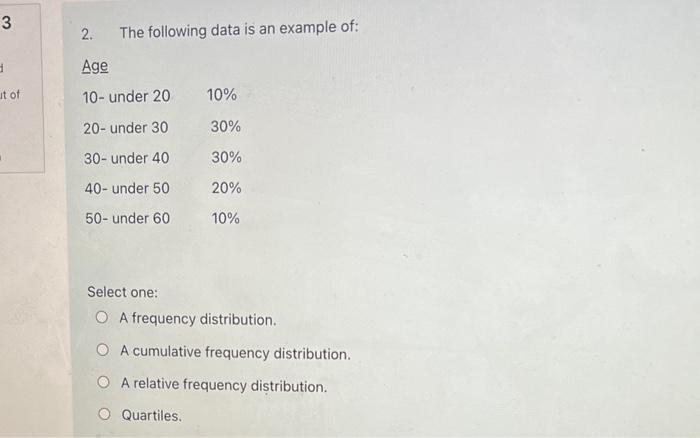 Solved 2. The following data is an example of: Age Select | Chegg.com