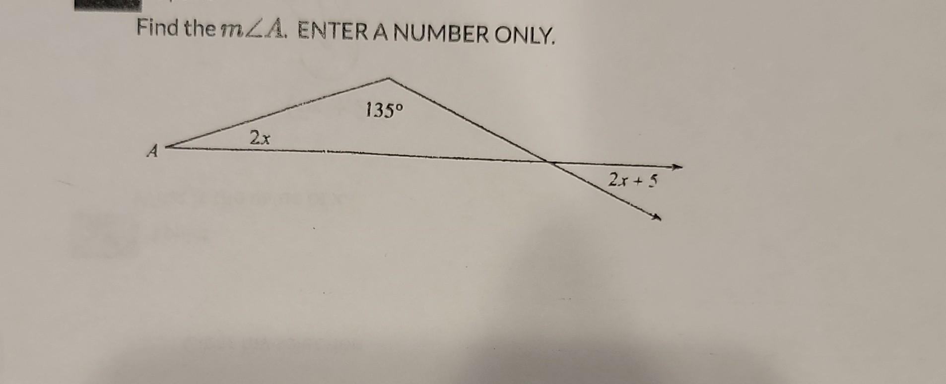Solved Find the m∠A. ENTER A NUMBER ONLY. | Chegg.com