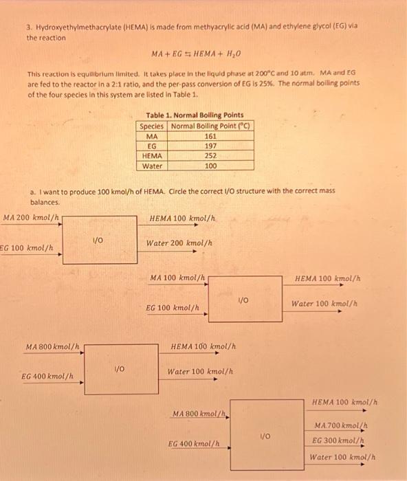 Solved 3. Hydroxyethyimethacrylate (HEMA) is made from | Chegg.com