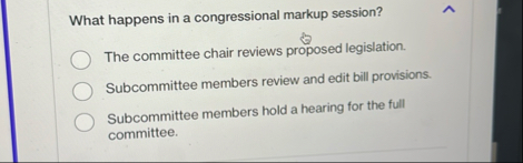 Solved What happens in a congressional markup session?The | Chegg.com