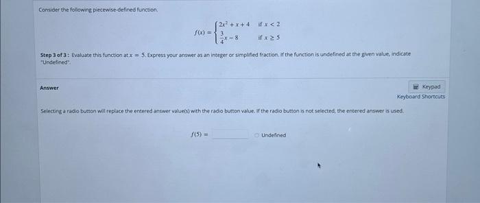 Solved Consider the following piecewise-defined function. | Chegg.com
