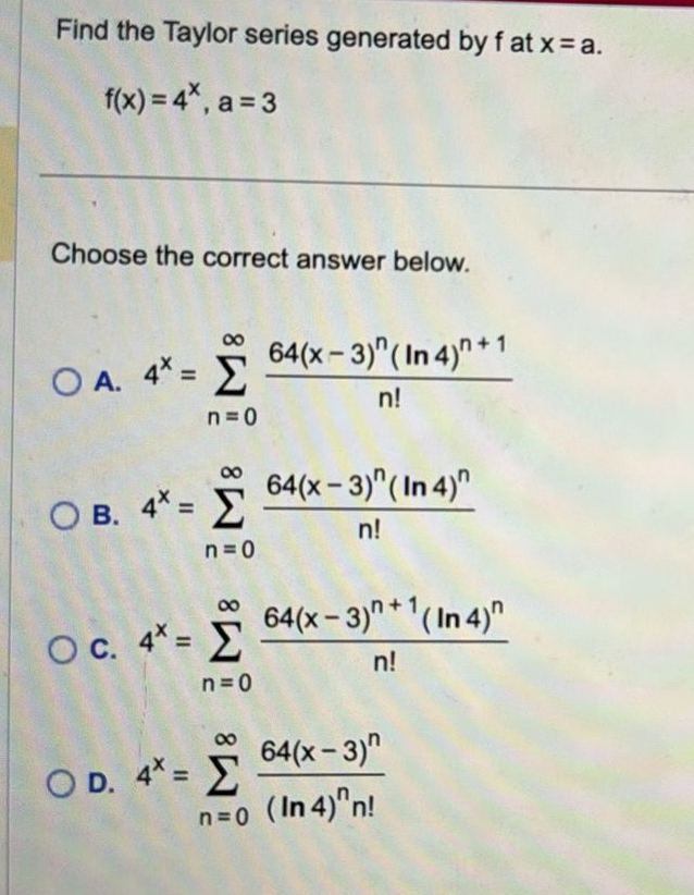 Solved Find the Taylor series generated by f ﻿at | Chegg.com