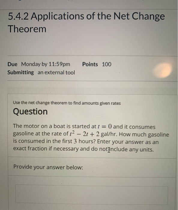 Solved 5.4.2 Applications of the Net Change Theorem Points | Chegg.com