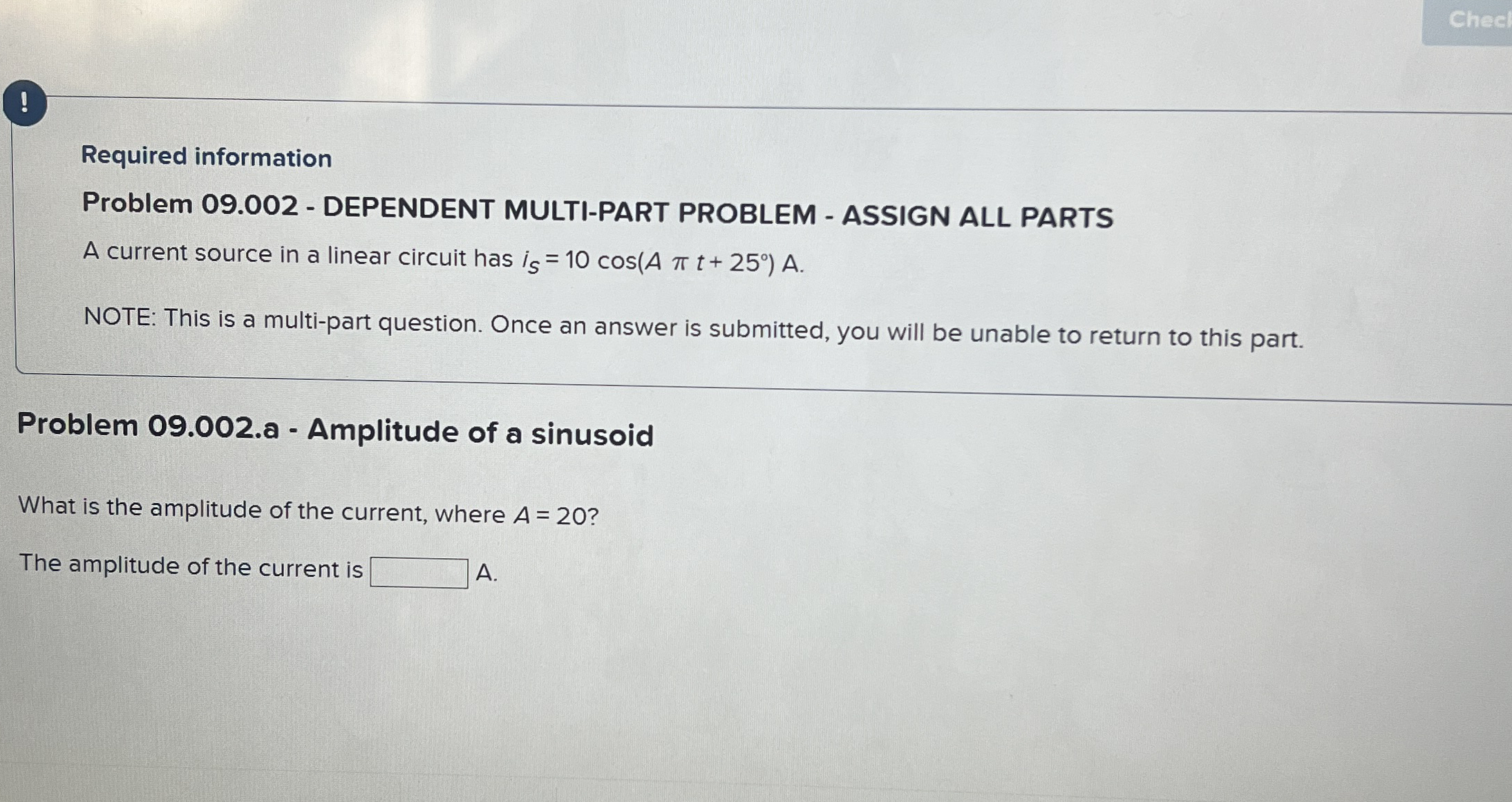 Solved !Required informationProblem 09.002 - ﻿DEPENDENT | Chegg.com