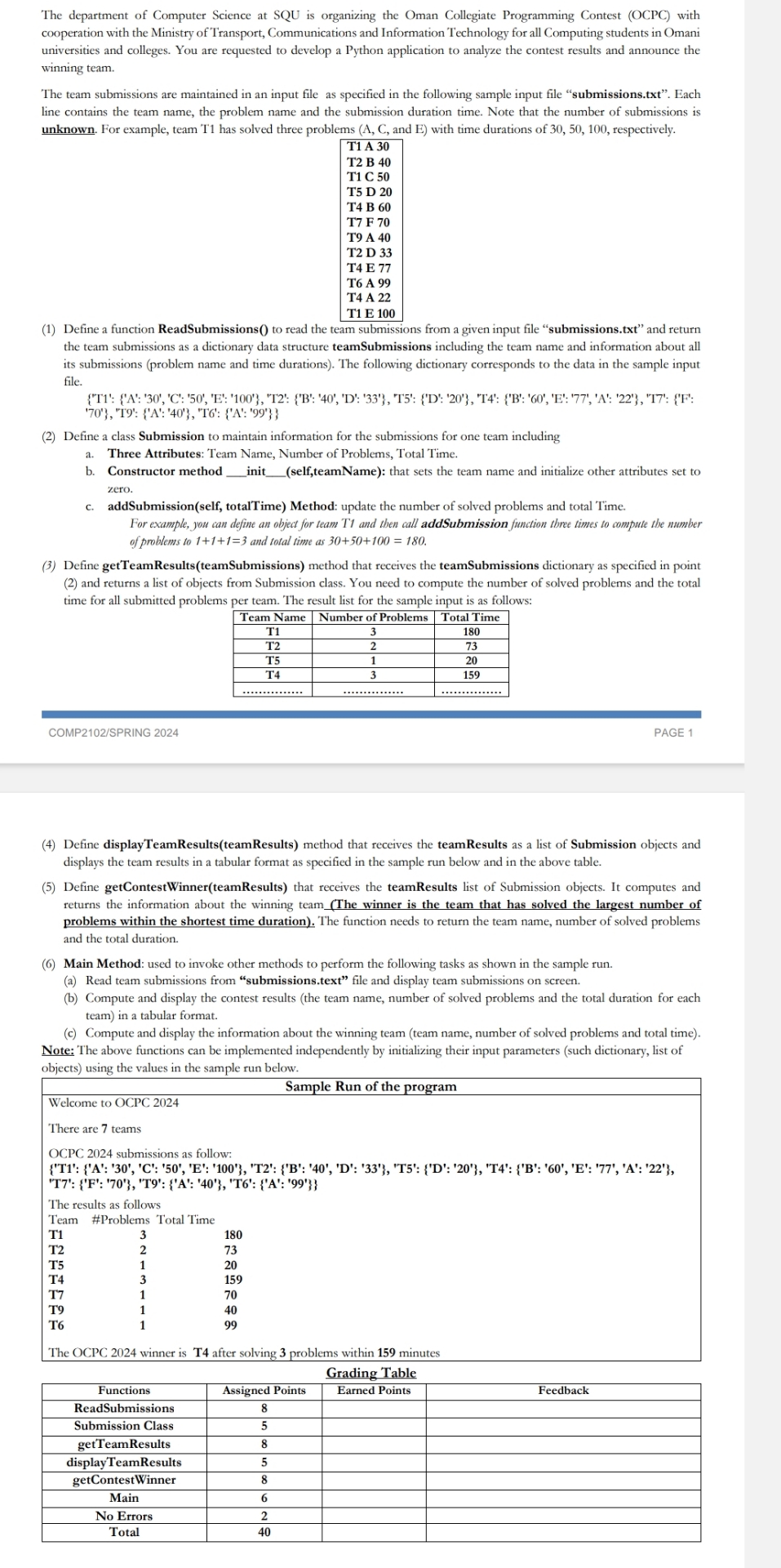 Solved The department of Computer Science at SQU is | Chegg.com