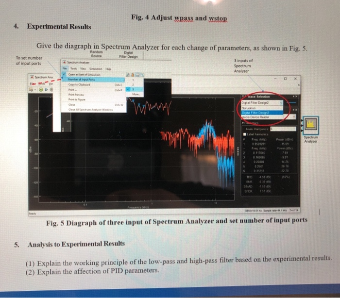 Fig. 4 Adjust wpass and wstop 4. Experimental Results | Chegg.com