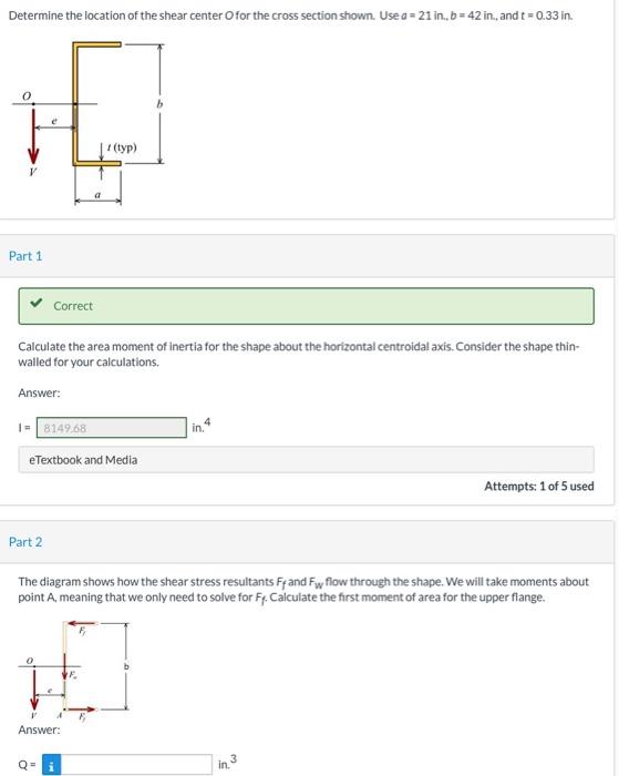 Solved Determine the location of the shear center for the | Chegg.com