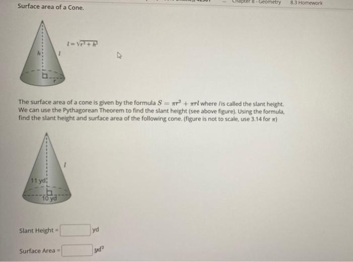 Solved Surface area of a Cone. The surface area of a cone is | Chegg.com