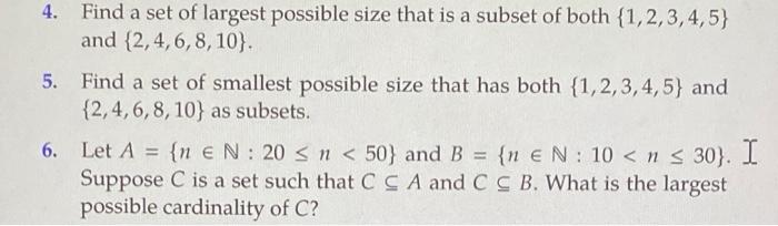 Solved 4. Find a set of largest possible size that is a | Chegg.com