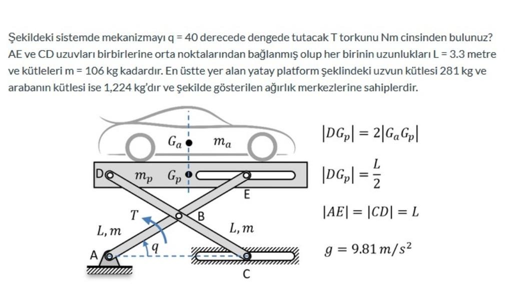 Find the torque T in Nm that will stabilize the | Chegg.com
