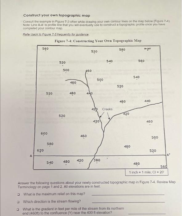 Solved Construct your own topographic map Consult the | Chegg.com