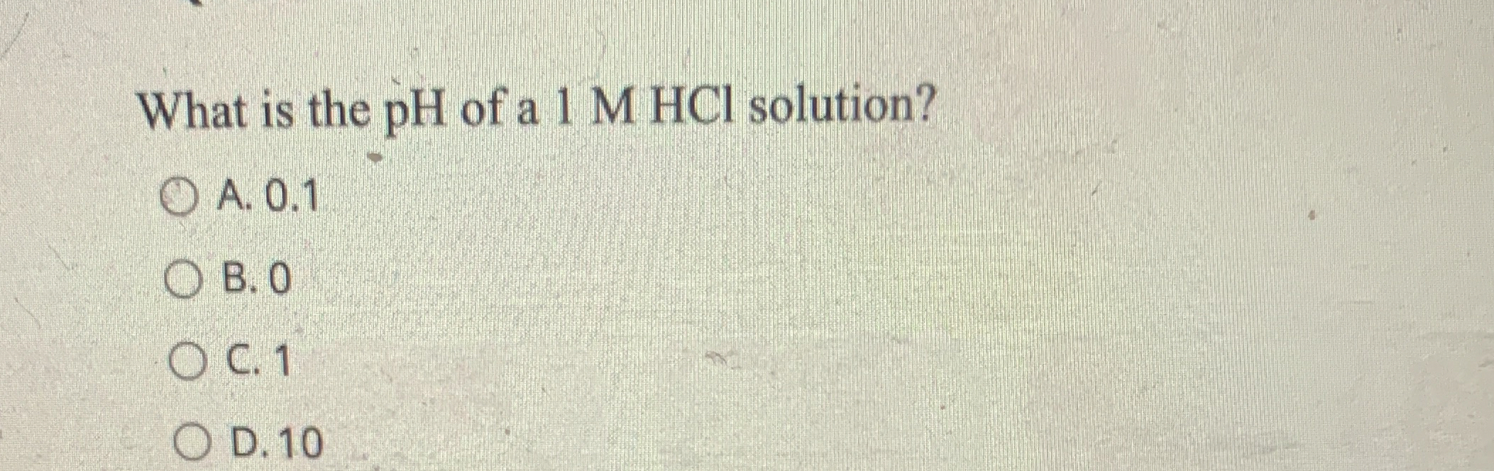 Solved What is the pH of a 1 ﻿M HCl | Chegg.com