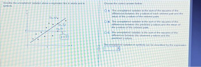 Solved Describe the unexplained varation about a regression | Chegg.com