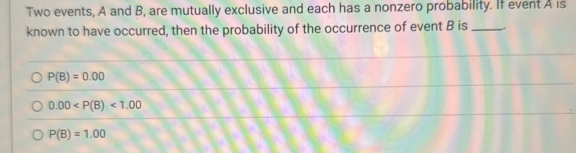 Solved Two events, A and B, ﻿are mutually exclusive and each | Chegg.com