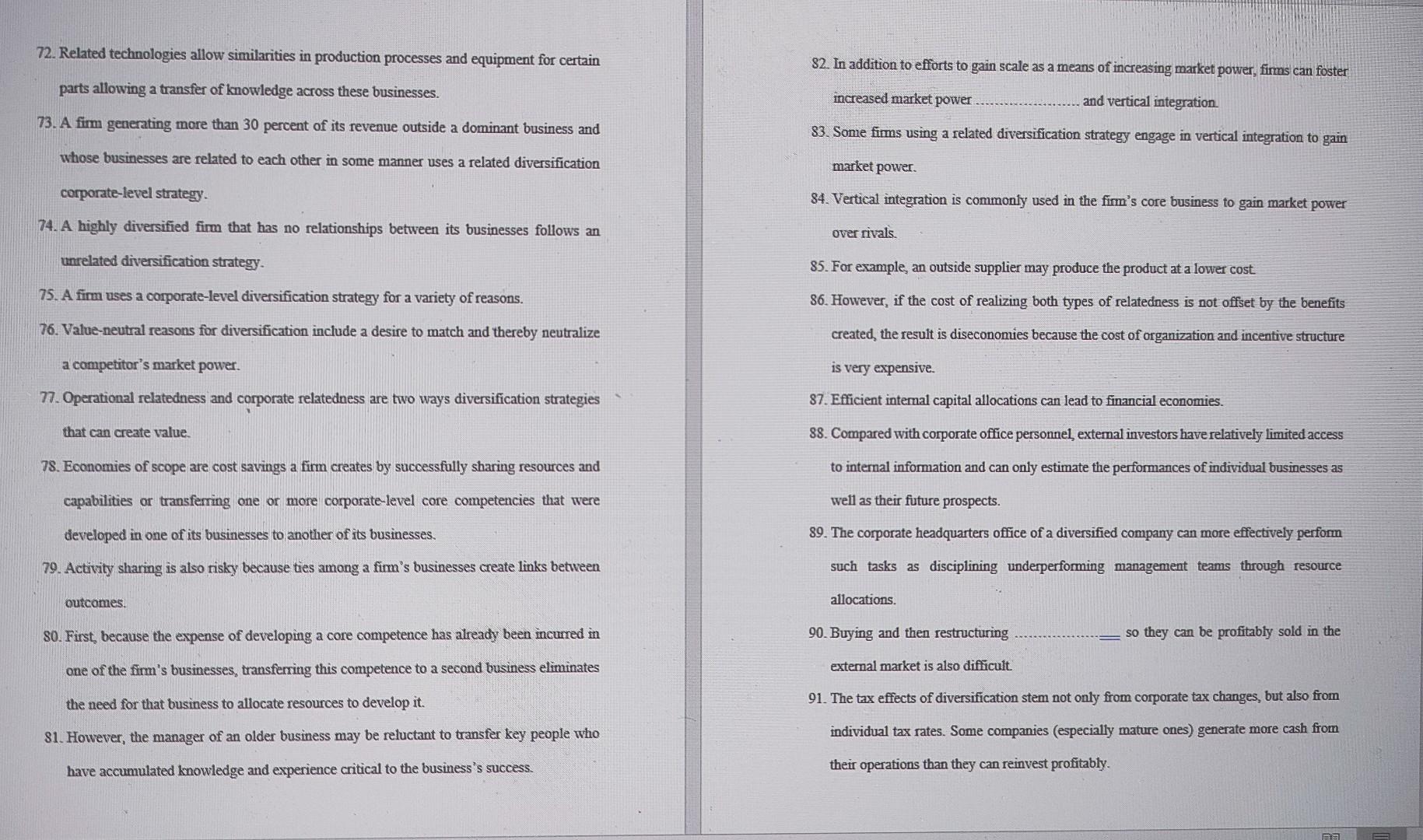 Solved Kindly answers the questions 72 to 91, Only answers | Chegg.com