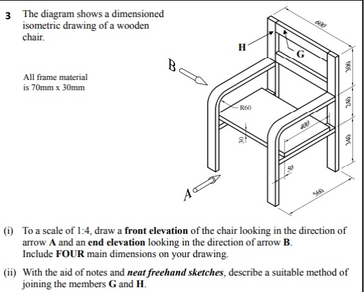 Solved To join the members G and H in a wooden chair | Chegg.com