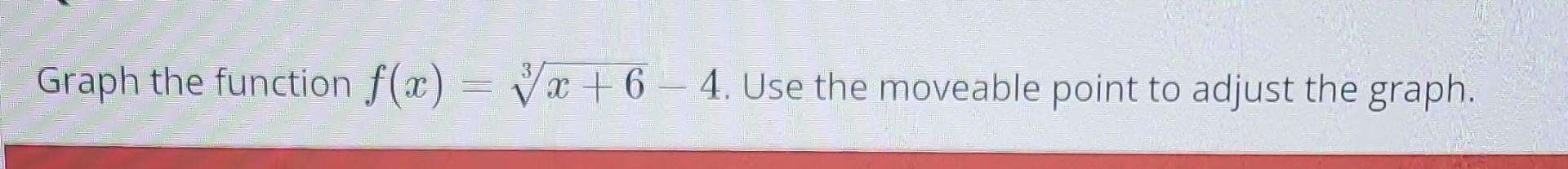 Solved Graph the function f(x)=3x+6−4. Use the moveable | Chegg.com