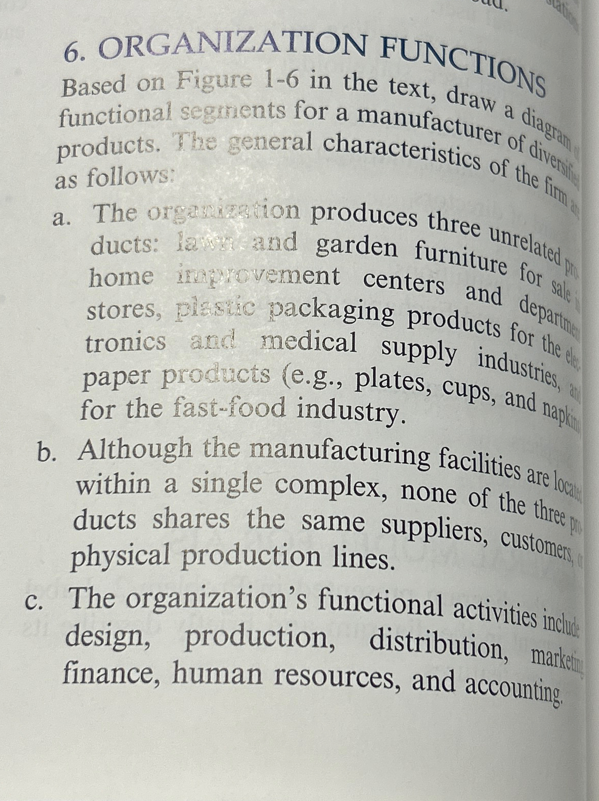 Solved ORGANIZATION FUNCTIONSBased on Figure 1-6 ﻿in the | Chegg.com