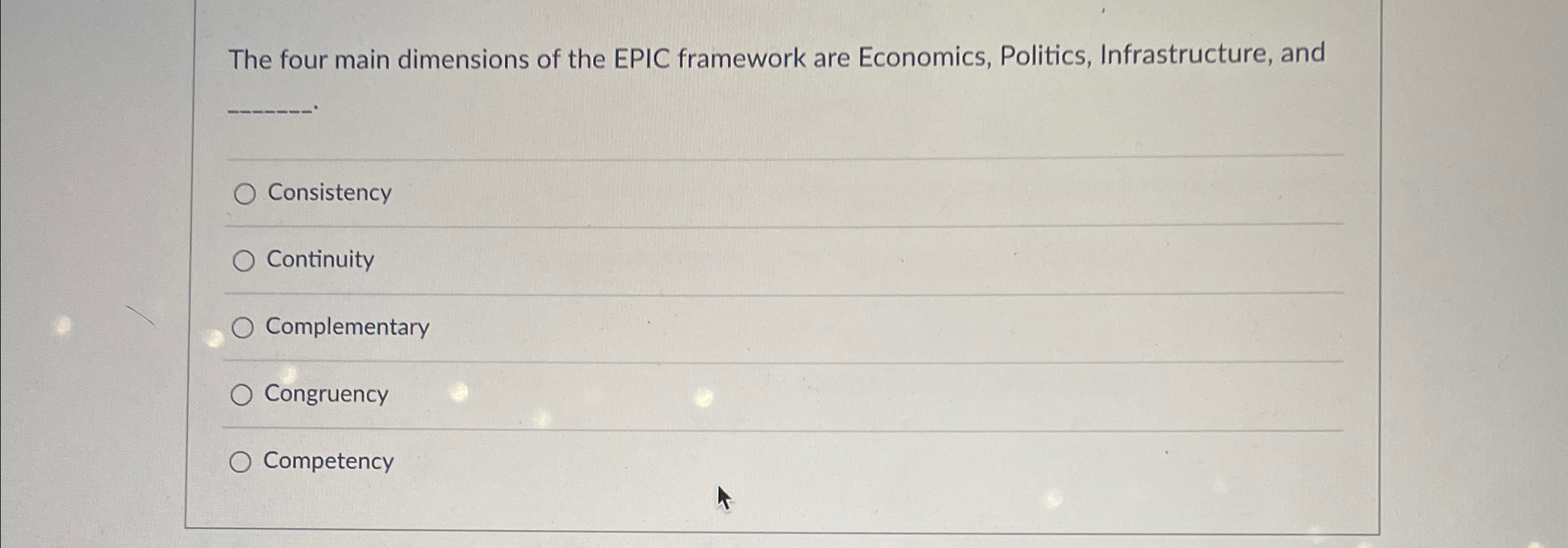 Solved The four main dimensions of the EPIC framework are | Chegg.com
