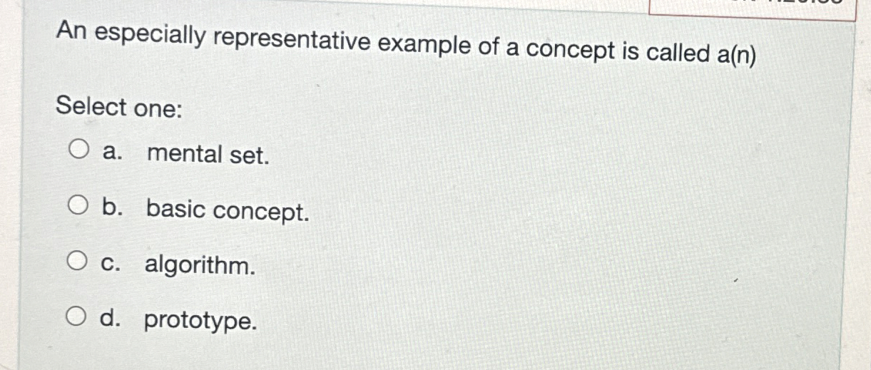 Solved An especially representative example of a concept is | Chegg.com