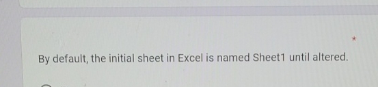 Solved By default, the initial sheet in Excel is named | Chegg.com