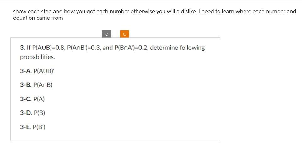 Solved show each step and how you got each number otherwise | Chegg.com
