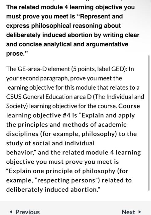 The related module 4 learning objective you must | Chegg.com