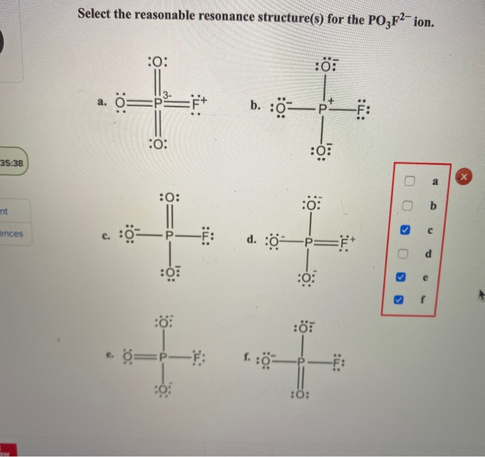 Solved Select the reasonable resonance structure(s) for the | Chegg.com