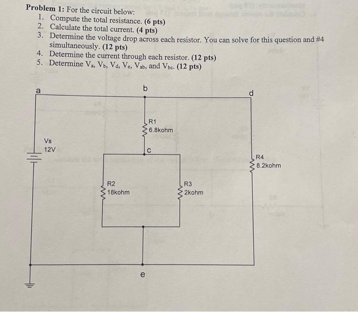 Solved Problem 1: For the circuit below: 1. Compute the | Chegg.com