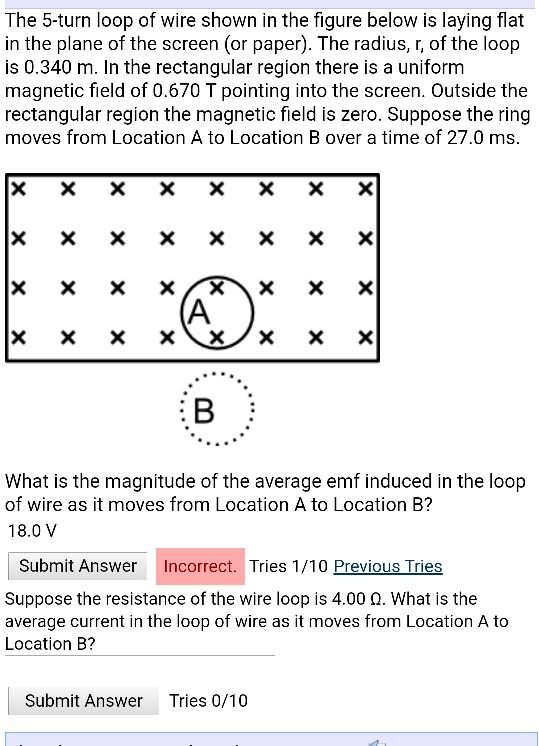 Solved The 5-turn loop of wire shown in the figure below is | Chegg.com