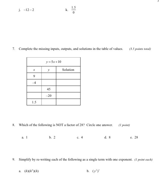 Solved j. -12-2 k 1.5 0 7. Complete the missing inputs, | Chegg.com