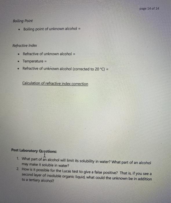 Solved determine the refractive index and boiling point | Chegg.com
