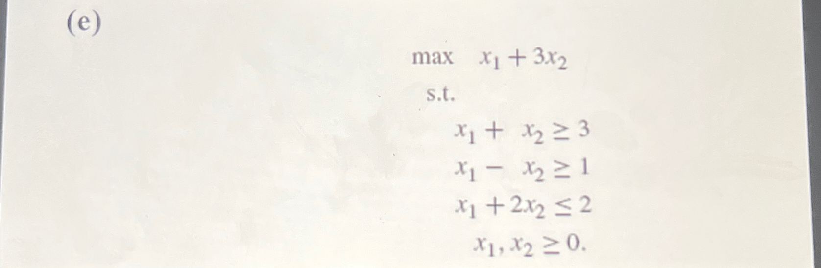 Solved Solve The Following Linear Program By Either 9240